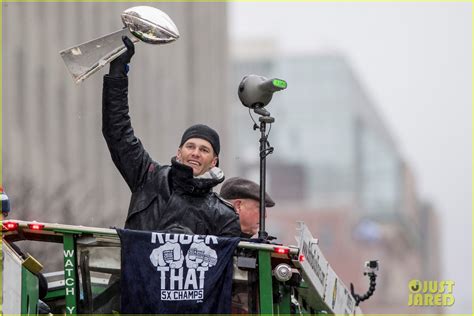 Tom Bradys Son Benjamin Holds The Lombardi Trophy During The Patriots