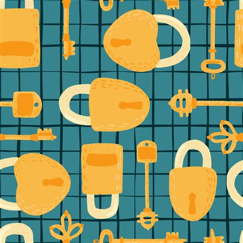 Key And Lock Seamless Pattern On Lines Background Vector Art At Vecteezy