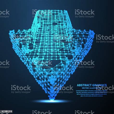 초록 화살표 벡터 일러스트 레이 션입니다 포인트와 라인 네트워크 연결입니다 추상적인 기술 배경입니다 0명에 대한 스톡 벡터 아트