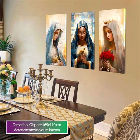 Quadro Nossas Senhoras Grid Art 3 Peças QuadrosDecorativos