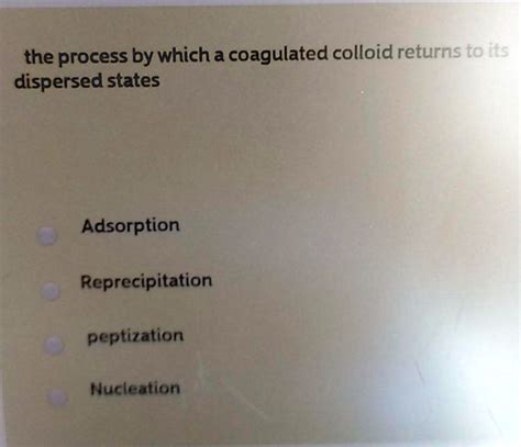 Solved The Process By Which A Coagulated Colloid Returns To Its