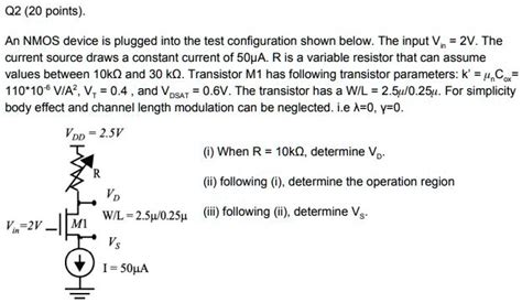 SOLVED An NMOS Device Is Plugged Into The Test Configuration Shown Below The Input Vg V