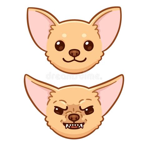 Cute Cartoon Happy And Angry Chihuahua Stock Vector Illustration Of