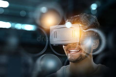 Hombre Con Gafas De Realidad Virtual Imagen De Archivo Imagen De