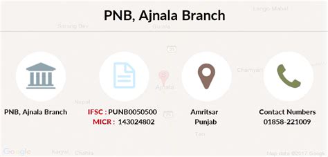 Pnb Ajnala Ifsc Code Punb0050500