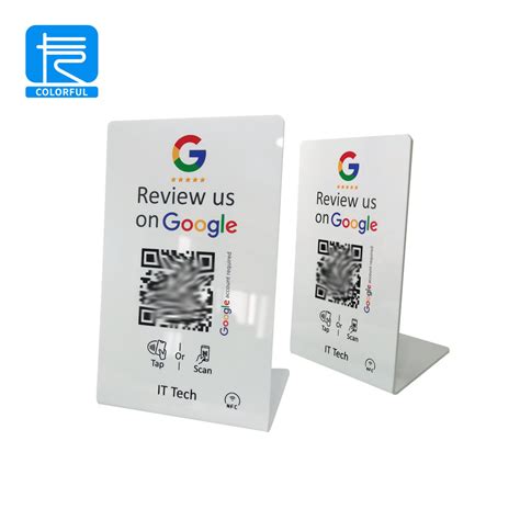 Customize Qr Code Socia Media Acrylic NFC Menu Display Table Stand NFC Google Review Card RFID