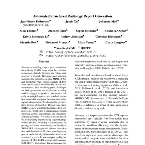 Automated Structured Radiology Report Generation Acl Anthology
