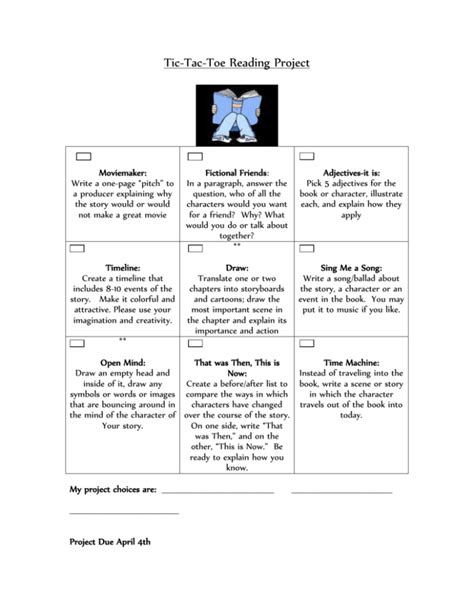 Tic Tac Toe Reading Project