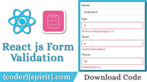 React Js Form Validation Example Using React Hook Form Library Youtube