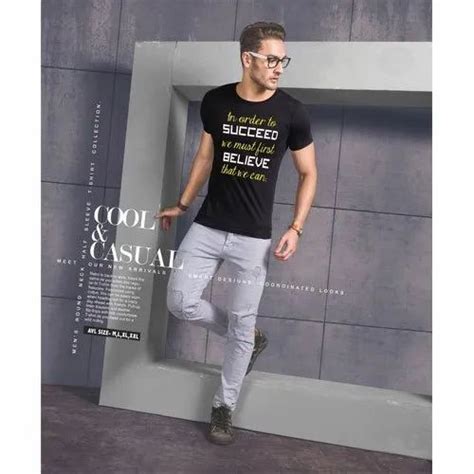 Round Mens Half Sleeve Printed Cotton T Shirts Size M Xl At ₹ 90