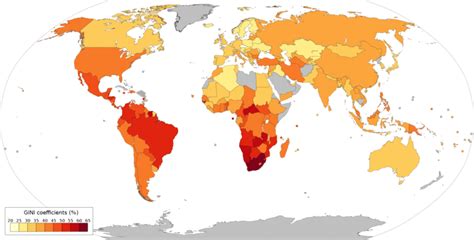Worldmap Income Inequality By Country 2018 World Map Of The Gini