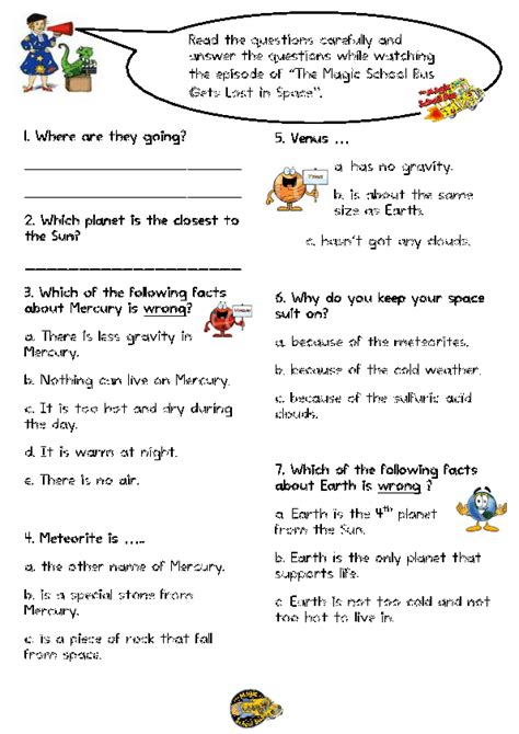 Magic School Bus Worksheets