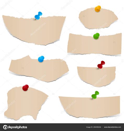 Scraps Of Papers With Pin Stock Vector By Opicobello 264395244
