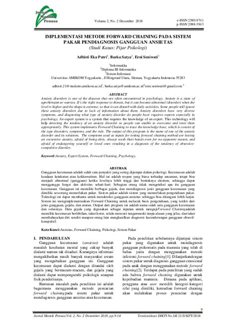 Pdf Implementasi Metode Forward Chaining Pada Sistem Pakar