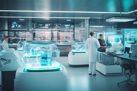 Biotech Lab With Ai Integration Premium Ai Generated Image