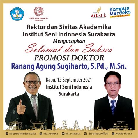 Selamat Dan Sukses Atas Ujian Promosi Gelar Doktor Kepada Ranang Agung Sugihartono S Pd M