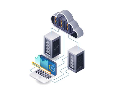 Premium Vector Cloud Server Data Analyst Technology Infographic 3d Illustration Flat Isometric