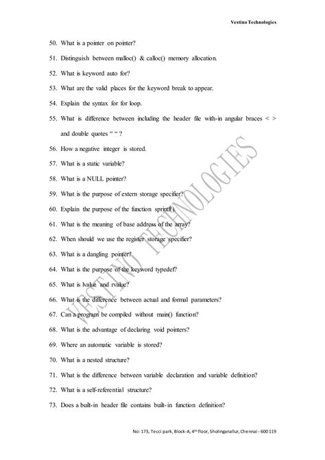 C Interview Questions For Fresher Docx