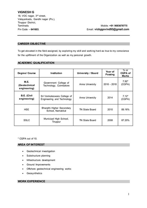vignesh resume pdf free download