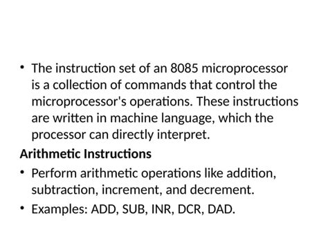instruction set and programming with 8085 pptx