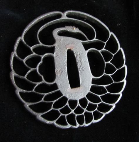 Q Kyo Sukashi Crane Tsuba Japanese Sword Books And Tsuba