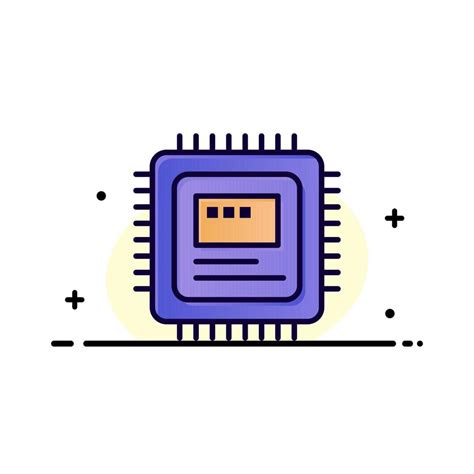 cpu storage computer hardware business flat line filled icon vector