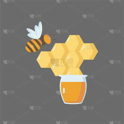 一只带蜂巢的蜜蜂和一罐蜂蜜