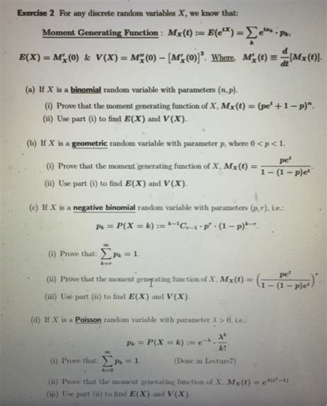 Solved Exercise 2 For Any Discrete Random Variables X We