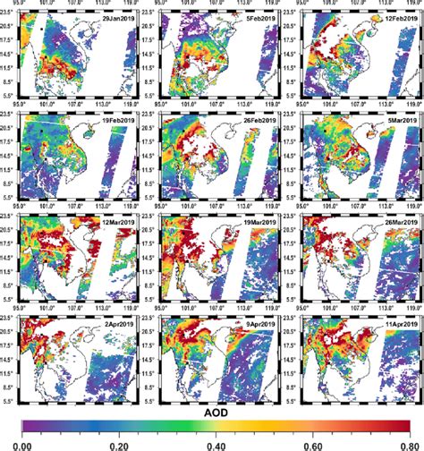 Spatial Variation Of Aod During The Prehaze And Haze Periods For Chiang Download Scientific