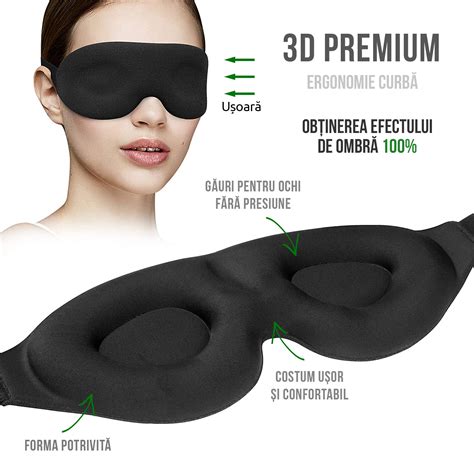 Masca De Somn 3D Premium WAYA Poliester Reglabila 100 Lumina