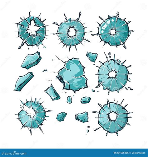 Glass Shattering Cartoon Effect Collection Depicted Breaking Window