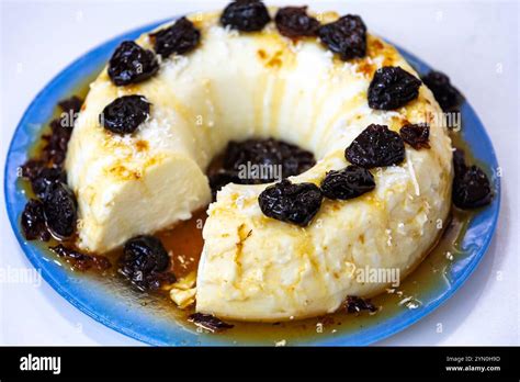 Traditional Brazilian Coconut Flan Dessert Known As Manjar Branco