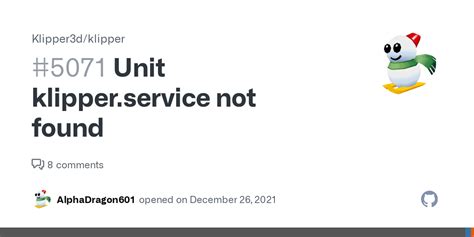 Unit Rvice Not Found · Issue 5071 · Klipper3dklipper · Github