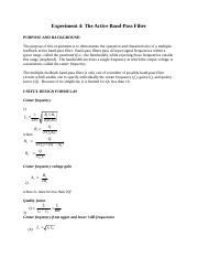 Experiment Active Band Pass Filter Docx Experiment The Active Band Pass Filter PURPOSE