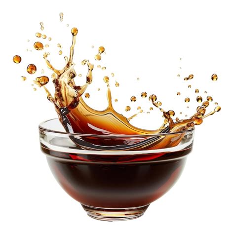 Premium Psd Soy Sauce With Splash In Glass Bowl