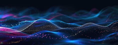 Futuristic Digital Particle Waves Abstract Background Premium Ai