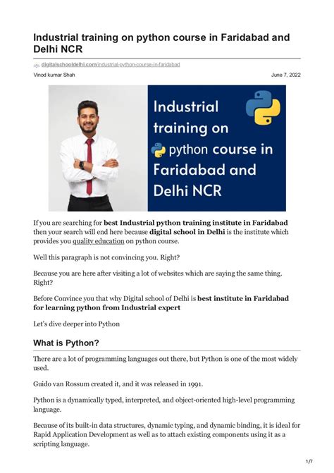 Digitalschooldelhi Industrial Training On Python Course In