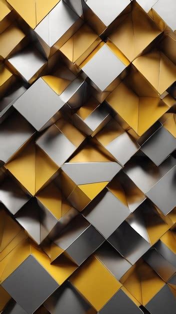 Premium Ai Image Silvery Yellow 3d Render Abstract Geometric Background With Rhombic Faces