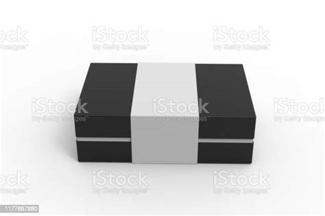 브랜딩 프리젠 테이션 및 모의 업 3d 일러스트를위한 내부 여우와 흰색 빈 고급 단단한 상자 상자에 대한 스톡 사진 및 기타