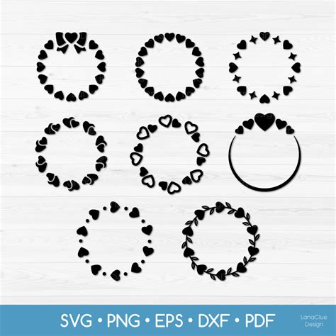 8 Circle Heart Frames Svg Valentines Day Frame Svg Hear Inspire