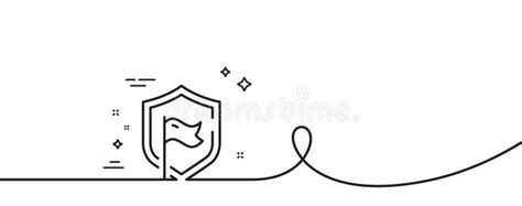 Shield Line Icon Privacy Secure Sign Continuous Line With Curl Vector Stock Vector
