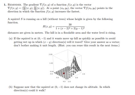 solved 1 reminder the gradient vf x y of a function