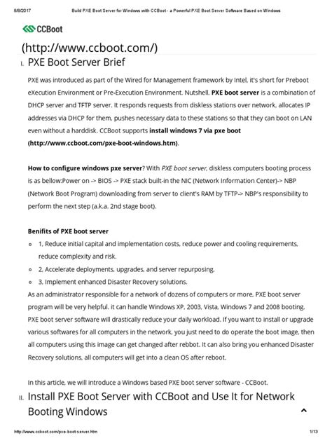 Build Pxe Boot Server For Windows With Ccboot Pdf Booting Computer Architecture