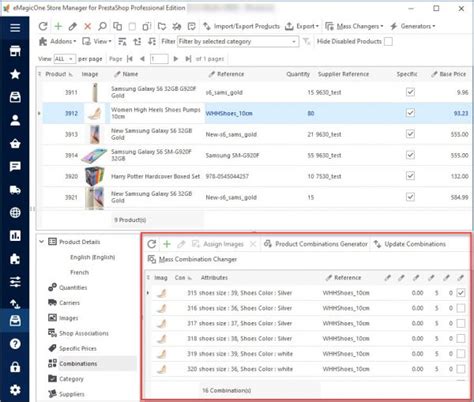 Update Prestashop Product Combinations Via Store Manager