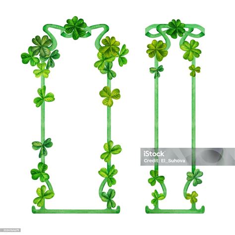 수채화 녹색 빈티지 프레임 네 잎 클로버 하프 행운을 빌기 위한 성 패트릭의 날 초대장 템플릿 공지 사항 마술 게임 동화 책 제목 스크랩북을 위한 말굽 3월에 대한 스톡