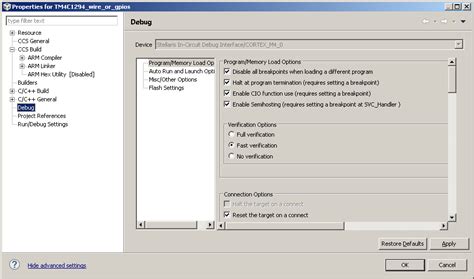 CCS EK TM C XL CCS Reset The Target On A Connect Has No Effect When Loading A Program