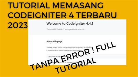 tutorial install codeigniter 4 [2023] full tutorial tanpa error youtube