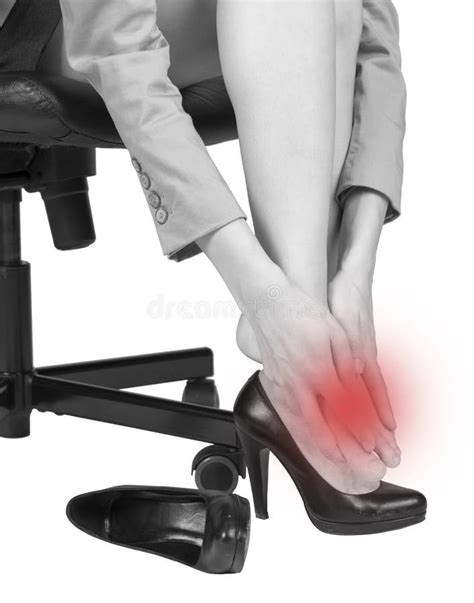 Donna Di Affari Che Massaggia Il Suo Piede Facente Male Fotografia