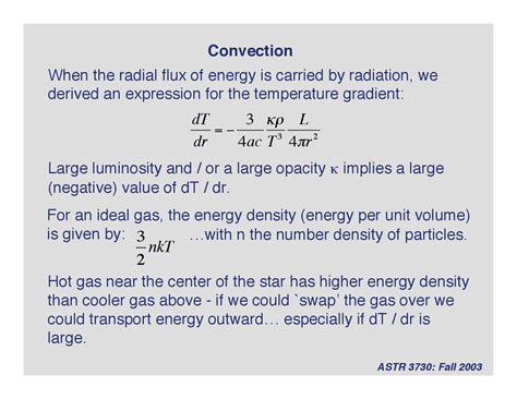 Lecture Slides On Convection Astrophysics 1 Stellar And Interstellar Astr 3730 Docsity