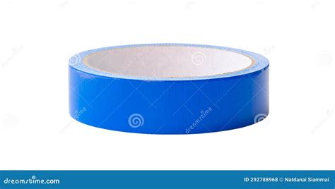 Blue Vinyl Adhesive Tape Isolated On White Background With Clipping